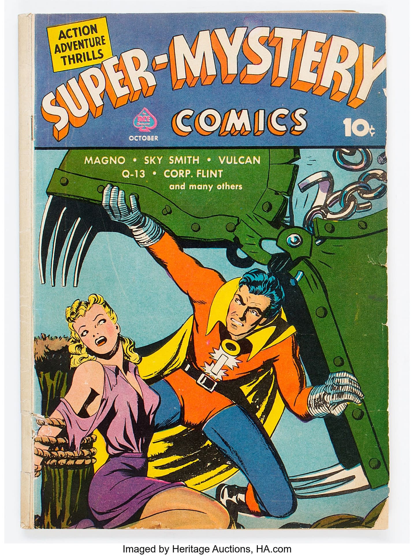 Ace's Master of Magnetism, Magno in Super-Mystery Comics, at Auction