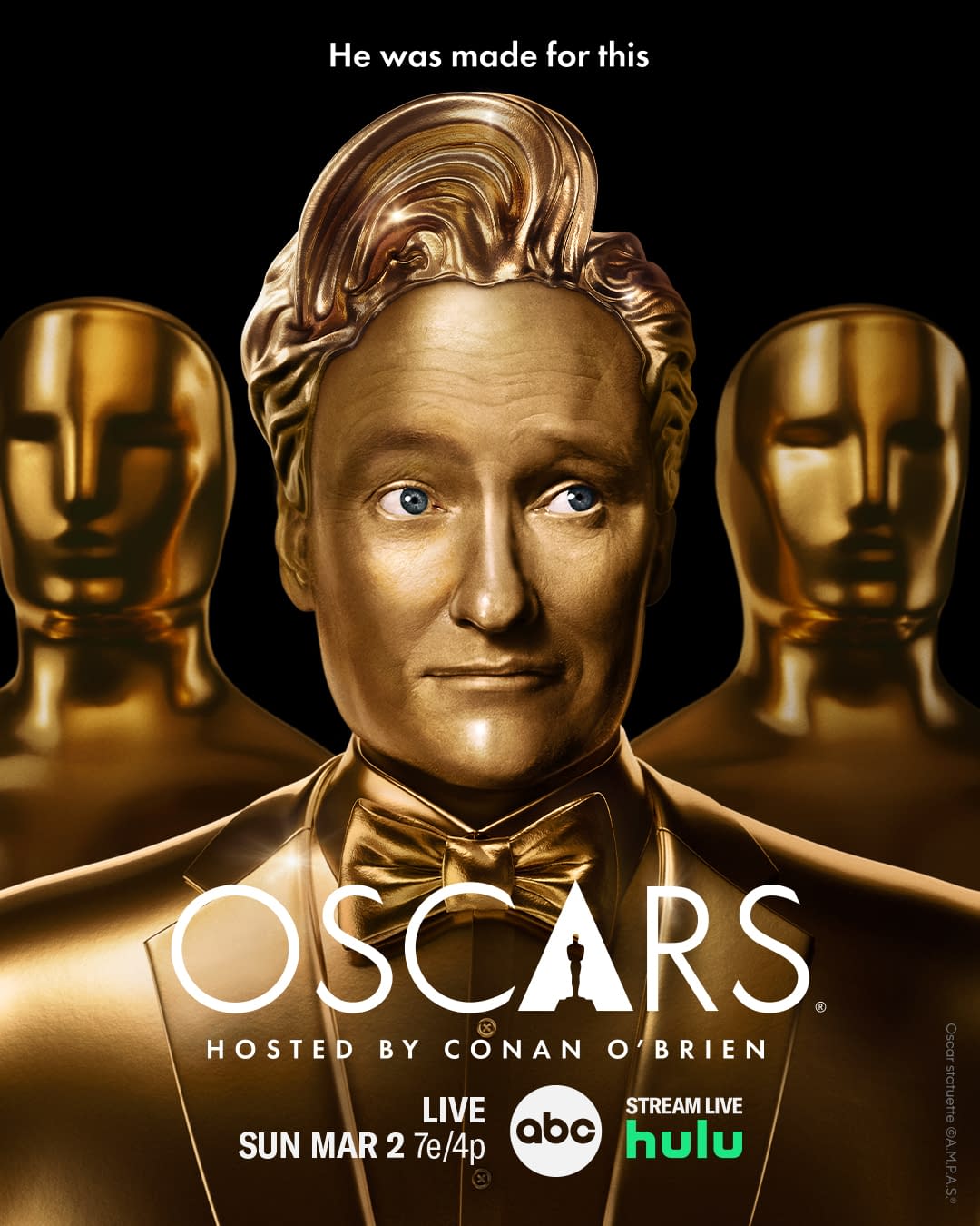 Oscars Host Conan O'Brien Sets The "Gold" Standard in New Key Art