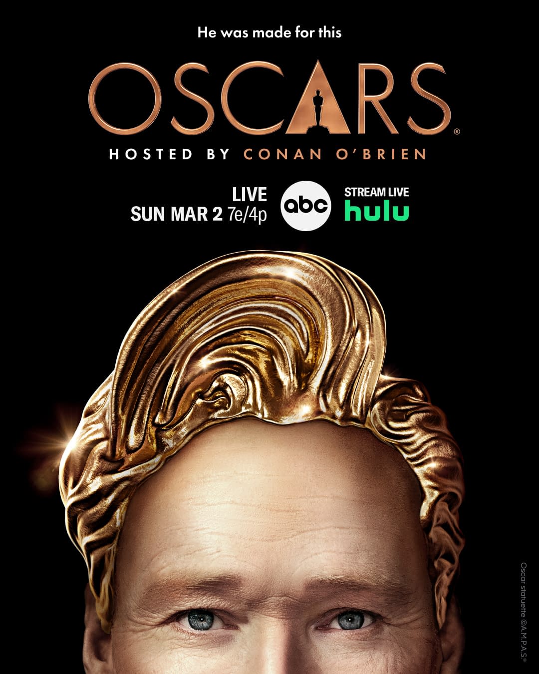 Oscars: Conan O'Brien Is Academy Awards' "Golden Boy" in New Key Art