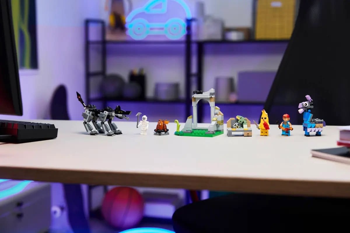 Step into LEGO Fortnite with the New Peely & Sparkplug's Camp Set