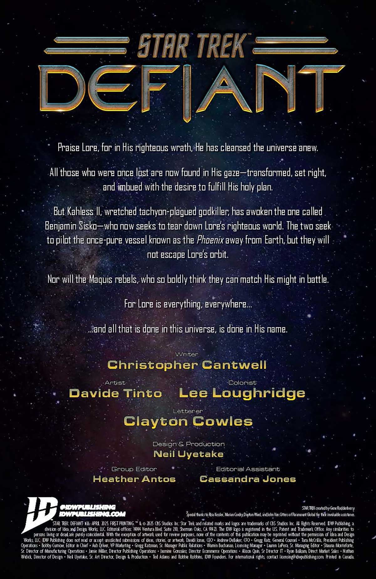 Star Trek: Defiant #26 Preview: Lore's Positronic Power Trip