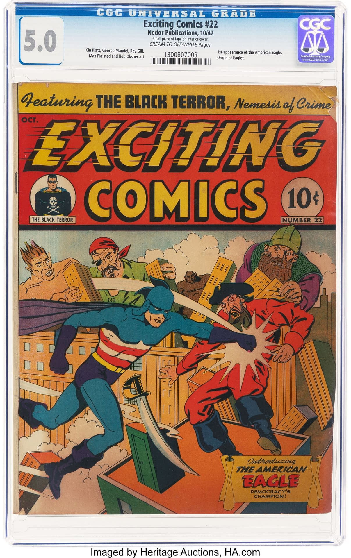 The American Eagle's Debut in Exciting Comics #22, Up for Auction