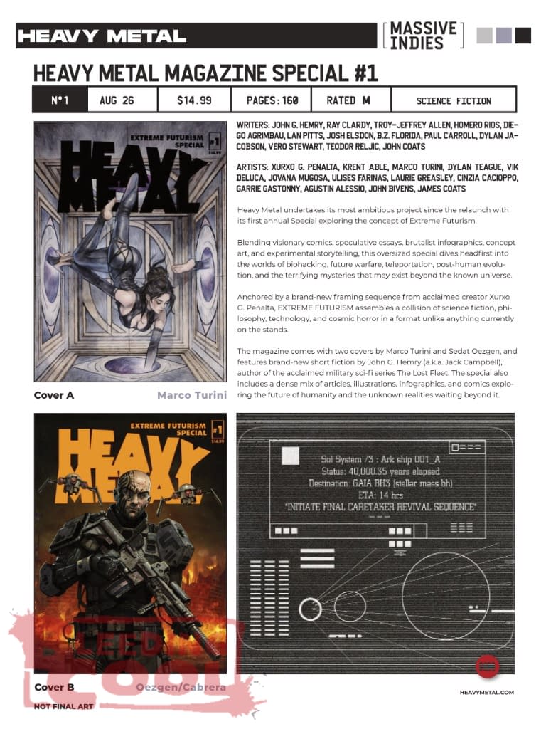 Heavy Metal Magazine Extreme Futurism August 2026 Official Solicits