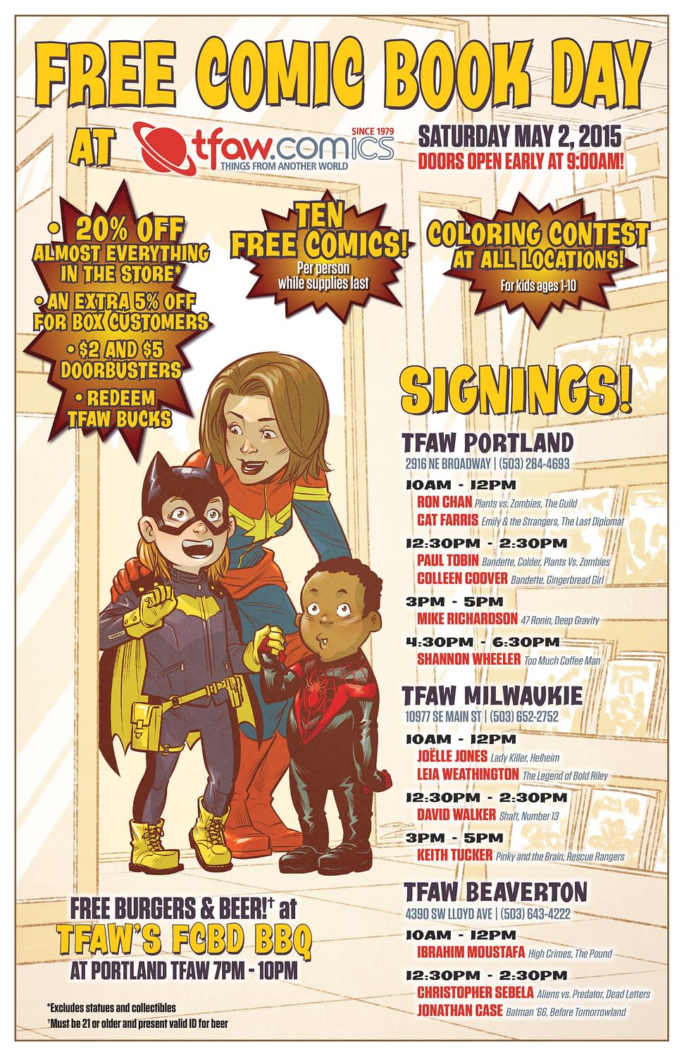 50 Comic Stores Events On Free Comic Book Day, May 2nd 2015