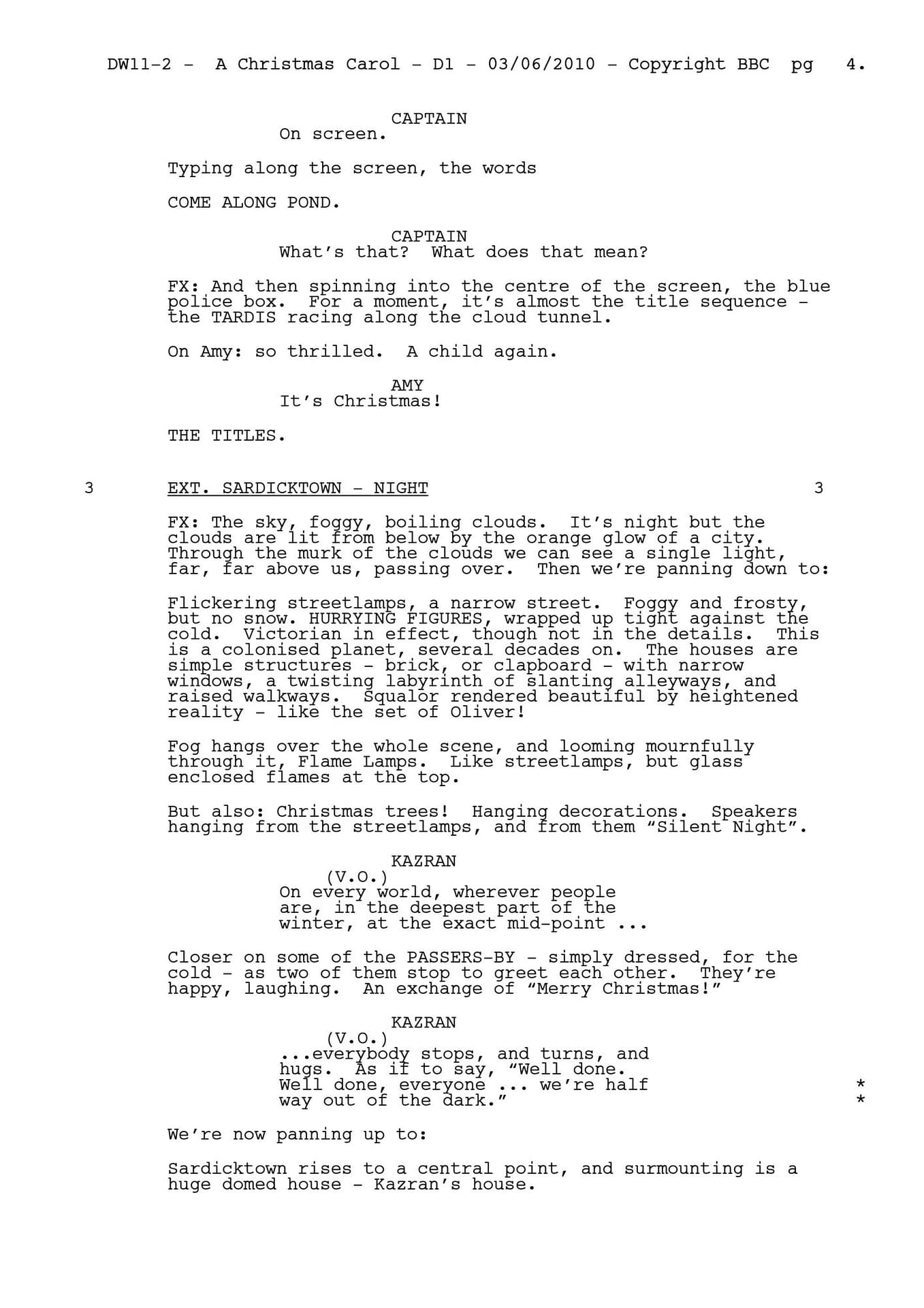 Doctor Who: Steven Moffat Posts "A Christmas Carol" First Draft Script