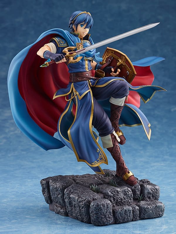 Fire Emblem Marth Raises His Sword With Intelligent Systems Statue
