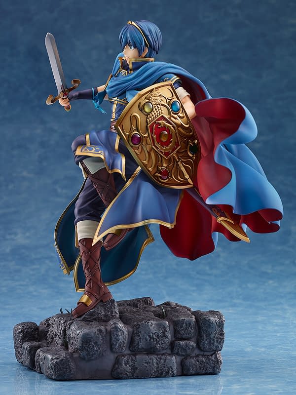 Fire Emblem Marth Raises His Sword With Intelligent Systems Statue